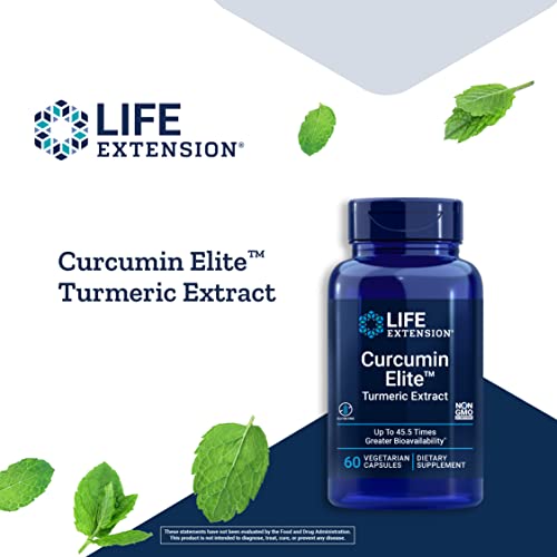 Life Extension Curcumin Elite Turmeric Extract – 270 x Better Absorption - For Joint Brain and Heart Health - Inflammation Management Supplement – Non-GMO - 60 Vegetarian Capsules