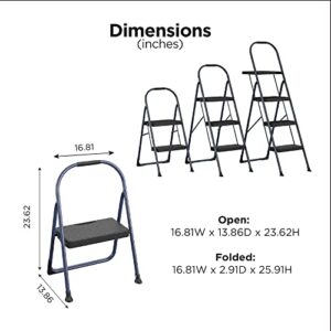 COSCO 11248NVY1E Folding Big Step Stool, 225 lb. Weight Capacity, ANSI Type II, 1