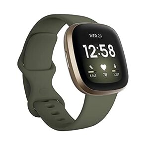 fitbit versa 3 health & fitness smartwatch with gps, 24/7 heart rate, alexa built-in, 6+ days battery, olive/soft gold, one size (s & l bands included)