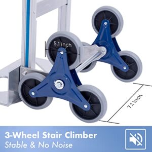 Kweetle Stair Climbing Dolly 2 in 1 Aluminum Hand Truck 800 Lbs Capacity Heavy Duty Stair Climber Dolly with 6 Wheels