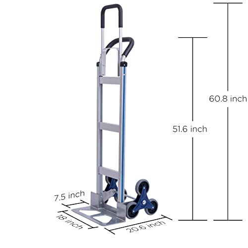 Kweetle Stair Climbing Dolly 2 in 1 Aluminum Hand Truck 800 Lbs Capacity Heavy Duty Stair Climber Dolly with 6 Wheels