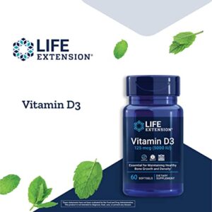 Life Extension Vitamin D3 125 Mcg (5000 Iu) – Promotes Bone Health, Brain Health And Immune Function – Non-gmo – Gluten-free – 1 Daily – 60 Softgels