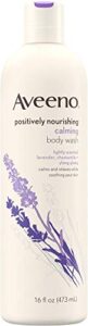 aveeno positively nourishing calming body wash with lavender, chamomile & ylang-ylang, lightly scented daily moisturizing body cleanser to soothe & relax, 16 fl. oz