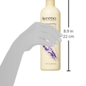 Aveeno Positively Nourishing Calming Body Wash with Lavender, Chamomile & Ylang-Ylang, Lightly Scented Daily Moisturizing Body Cleanser to Soothe & Relax, 16 fl. oz