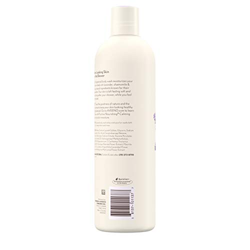 Aveeno Positively Nourishing Calming Body Wash with Lavender, Chamomile & Ylang-Ylang, Lightly Scented Daily Moisturizing Body Cleanser to Soothe & Relax, 16 fl. oz