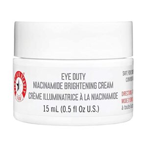 first aid beauty eye duty niacinamide brightening cream, illuminating eye cream for dark circles and puffiness, 0.5 oz.