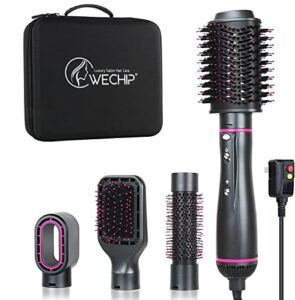 hot air brush, 4 in 1 one step professional hair dryer brush for curling drying straightening combing, [ceramic coating][negative ion] volumizer hair dryer brush