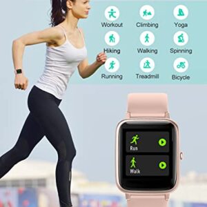 GRV Smart Watch for iOS and Android Phones, Watches for Women IP68 Waterproof Smartwatch Fitness Tracker Watch with Heart Rate/Sleep Monitor Steps Calories Counter (Pink)