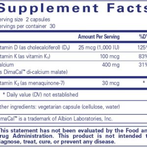 Pure Encapsulations Calcium K/D | Supplement for Bone Strength, Immune System, Colon, and Cardiovascular Health* | 60 Capsules