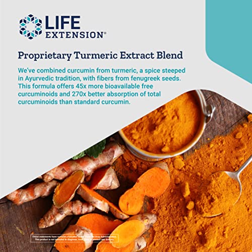 Life Extension Advanced Curcumin Elite Turmeric Extract, Ginger & Turmerones – For Healthy Inflammatory & Immune Response and Cardiovascualr & Brain Health – Gluten-Free, Non-GMO – 30 Softgels