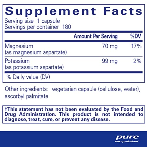 Pure Encapsulations Potassium Magnesium (Aspartate) | Supplement to Support Heart, Muscular, Bone, and Nerve Health* | 180 Capsules