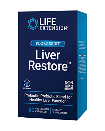 Life Extension FLORASSIST Liver Restore – Daily Probiotics & Prebiotics Supplement for Liver Enzyme Health Support and Detox – for Men & Women - Gluten-Free, Non-GMO, Vegetarian – 60 Capsules