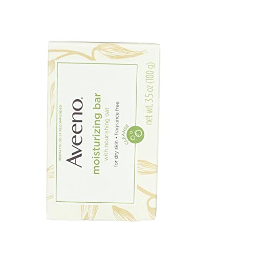 Aveeno Gentle Moisturizing Bar Facial Cleanser with Nourishing Oat for Dry Skin, Fragrance-free, Dye-Free, & Soap-Free, 3.5 oz (Pack of 4)