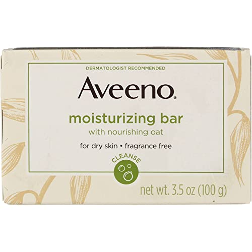 Aveeno Gentle Moisturizing Bar Facial Cleanser with Nourishing Oat for Dry Skin, Fragrance-free, Dye-Free, & Soap-Free, 3.5 oz (Pack of 4)