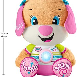 Fisher-Price Laugh & Learn So Big Sis, Large Musical Plush Puppy Toy with Learning Content for Infants and Toddlers