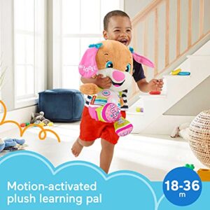 Fisher-Price Laugh & Learn So Big Sis, Large Musical Plush Puppy Toy with Learning Content for Infants and Toddlers