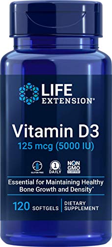 Life Extension Vitamin D3 5000 IU, 120 Softgels, 125mcg