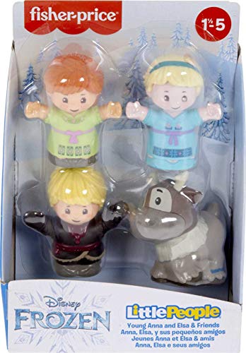 Fisher-Price Little People – Disney Frozen Young Anna and Elsa & Friends, Set of 4 Character Figures for Toddlers and Preschool Kids, Green, Brown, Blue