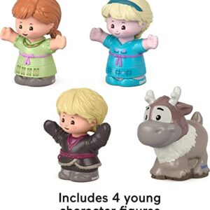 Fisher-Price Little People – Disney Frozen Young Anna and Elsa & Friends, Set of 4 Character Figures for Toddlers and Preschool Kids, Green, Brown, Blue