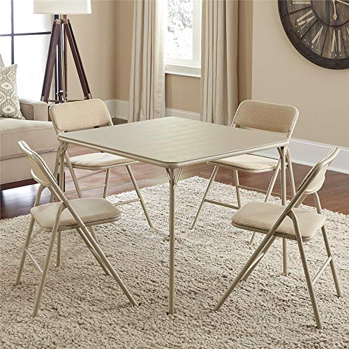 COSCO 5 Piece, Tan Folding Table and Chair Set.