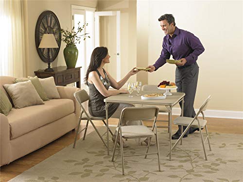 COSCO 5 Piece, Tan Folding Table and Chair Set.