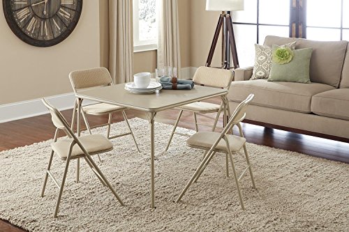 COSCO 5 Piece, Tan Folding Table and Chair Set.