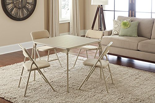 COSCO 5 Piece, Tan Folding Table and Chair Set.