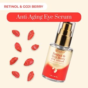 Clear Beauty (Formerly Clair) Retinol & Goji Berry Under Eye Serum - Diminish Fine Lines, Wrinkles, Eye Bags & Dark Circles, Depuffing Eye Serum - Cruelty Free Korean Skincare For All Skin Types