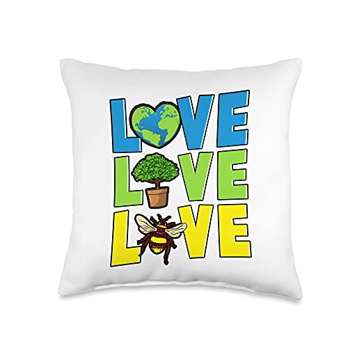 Best Nature Earth Tees Trees and Nature Love Bees Earth Science Throw Pillow, 16x16, Multicolor