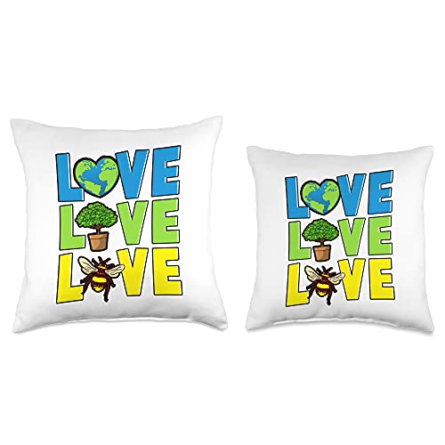 Best Nature Earth Tees Trees and Nature Love Bees Earth Science Throw Pillow, 16x16, Multicolor