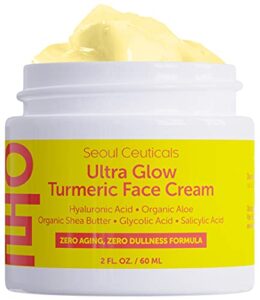 korean skin care turmeric cream – korean face moisturizer for dull dry skin korean beauty skincare – salicylic acid cream + hyaluronic acid cream + glycolic acid cream – k beauty for glowing skin 2oz