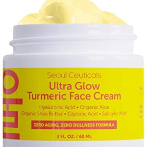 Korean Skin Care Turmeric Cream – Korean Face Moisturizer for Dull Dry Skin Korean Beauty Skincare – Salicylic Acid Cream + Hyaluronic Acid Cream + Glycolic Acid Cream – K Beauty for Glowing Skin 2oz