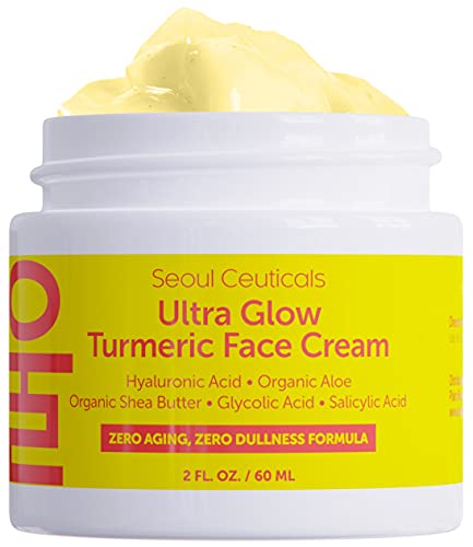 Korean Skin Care Turmeric Cream – Korean Face Moisturizer for Dull Dry Skin Korean Beauty Skincare – Salicylic Acid Cream + Hyaluronic Acid Cream + Glycolic Acid Cream – K Beauty for Glowing Skin 2oz