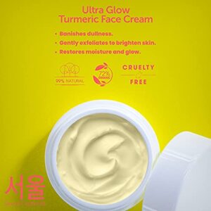 Korean Skin Care Turmeric Cream – Korean Face Moisturizer for Dull Dry Skin Korean Beauty Skincare – Salicylic Acid Cream + Hyaluronic Acid Cream + Glycolic Acid Cream – K Beauty for Glowing Skin 2oz