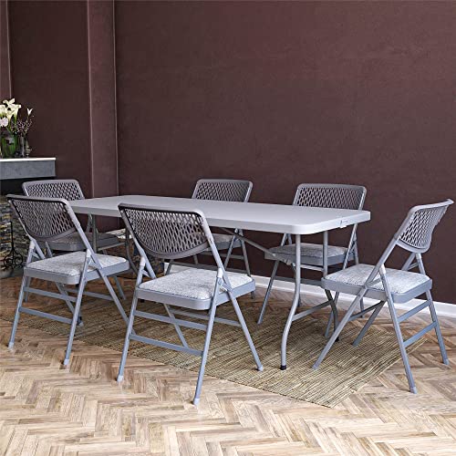 Cosco Products COSCO Ultra Comfort Commercial Fabric and Resin Mesh, Gray, 4-Pack Folding Chair, 4 Pack