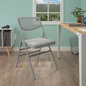 Cosco Products COSCO Ultra Comfort Commercial Fabric and Resin Mesh, Gray, 4-Pack Folding Chair, 4 Pack