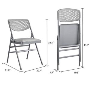 Cosco Products COSCO Ultra Comfort Commercial Fabric and Resin Mesh, Gray, 4-Pack Folding Chair, 4 Pack