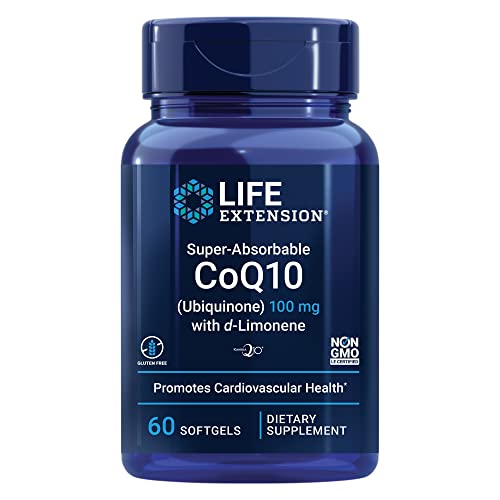 Life Extension Super-absorbable Coq10 (ubiquinone) With D-limonene – Promotes Heart Health & Cellular Energy – Gluten Free – Non-GMO – 100 mg – 60 Softgels