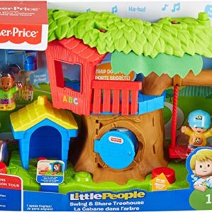 Fisher-Price Little People Toddler Musical Toy Swing & Share Treehouse Playset with 3 Figures for Pretend Play Ages 1+ Years [Amazon Exclusive]