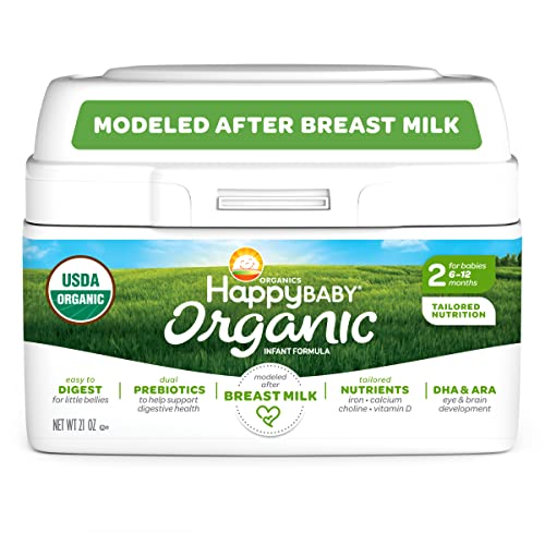 Happy Baby Organics Infant Formula, Milk Based Powder with Iron Stage 2, Packaging May Vary, Multi, 21 Oz