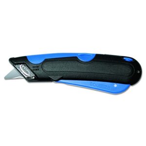 cosco 091508 easycut cutter knife w/self-retracting safety-tipped blade, black/blue