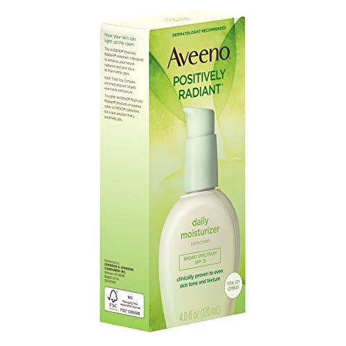 Aveeno Positively Radiant Daily Face Moisturizer with Broad Spectrum SPF 15 Sunscreen and Soy Extract, 4 fl. oz