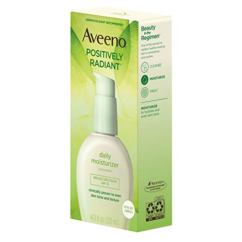 Aveeno Positively Radiant Daily Face Moisturizer with Broad Spectrum SPF 15 Sunscreen and Soy Extract, 4 fl. oz