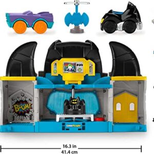 Little People DC Super Friends Batman Toy Deluxe Batcave Playset With Lights Sounds & 4 Figures For Toddlers Ages 18+ Months