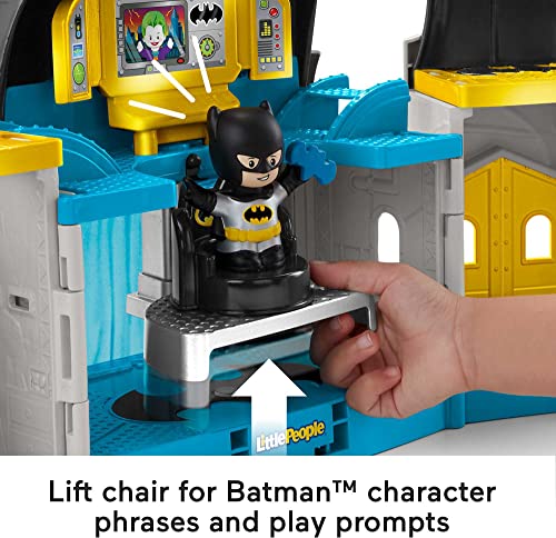 Little People DC Super Friends Batman Toy Deluxe Batcave Playset With Lights Sounds & 4 Figures For Toddlers Ages 18+ Months