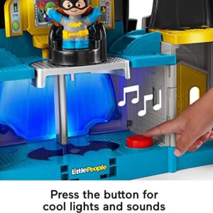 Little People DC Super Friends Batman Toy Deluxe Batcave Playset With Lights Sounds & 4 Figures For Toddlers Ages 18+ Months