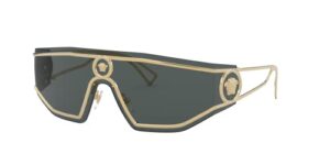 versace ve 2226 100287 gold metal shield sunglasses grey lens