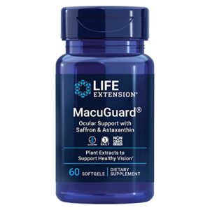 life extension macuguard ocular support with saffron & astaxanthin – with lutein, meso-zeaxanthin – eye health supplement â€“ once-daily, non-gmo, gluten-free – 60 count (pack of 1)