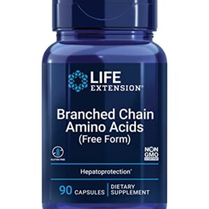 Life Extension Branched Chain Amino Acids - BCAA Supplement - Essential Nutrition L-Leucine, L-Isoleucine, L-Valine for Muscle Recovery Support after Workout - Gluten & GMO Free - 90 Capsules