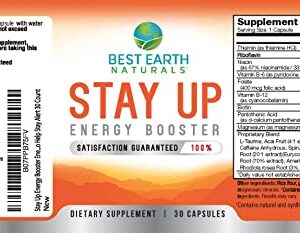 Best Earth Naturals Stay Up Energy Booster Energy Vitamins with Guarana, B Vitamins and More for Energy, Endurance, Stamina, Focus Support and to Help Stay Alert 30 Count